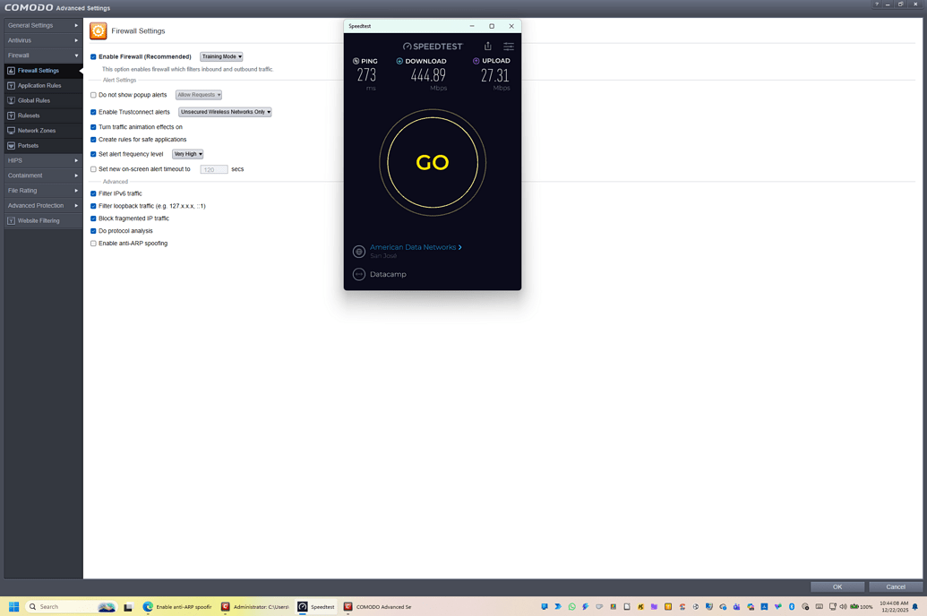 Enable anti-ARP spoofing slow down the internet speed down - Comodo Forum